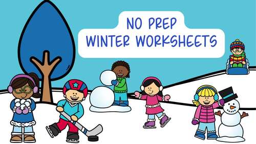 Winter Worksheets No Prep PreK Kindergarten First Grade Math Literacy ...