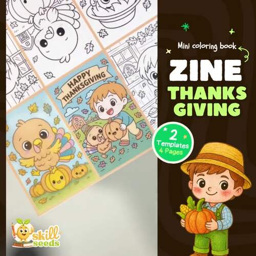 Zines: Thanksgiving Mini Coloring Book | Boy & Girl Versions | 4 ...