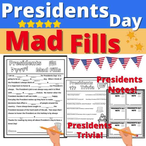 Presidents Day Mad Libs Activities Creative Writing and Trivia ...