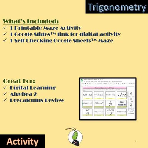 Radical Operations Maze Activity for Algebra with Digital and Print