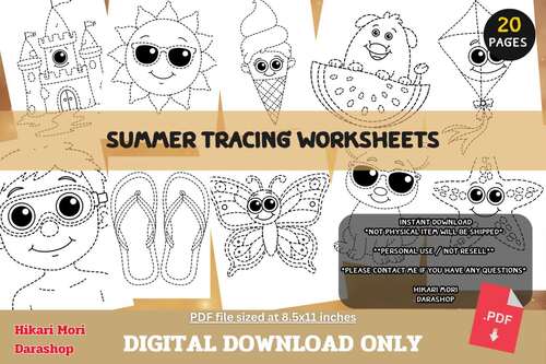 Summer Tracing Worksheets | 20 Fun Pre-Writing Pages for Preschool ...