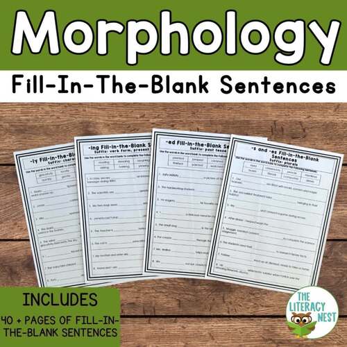 Morphology Fill In the Blank Sentences Suffixes | TPT