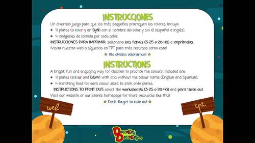Colour Sorting Food GAME - Clasificación de colores (Eng/Esp) | TpT