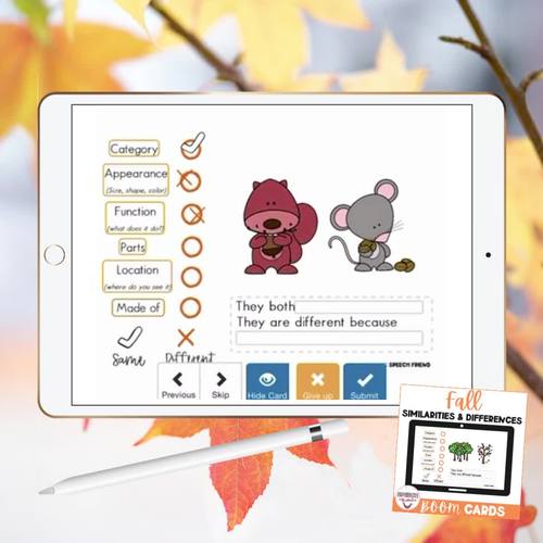Fall Similarities & Differences Boom Cards by Speech Friend | TPT