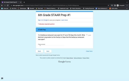 6th Grade Math STAAR Prep Google Forms (Self-Grading) | TPT