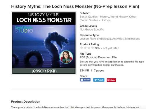 History Myths: The Loch Ness Monster (No-Prep lesson Plan) | TpT