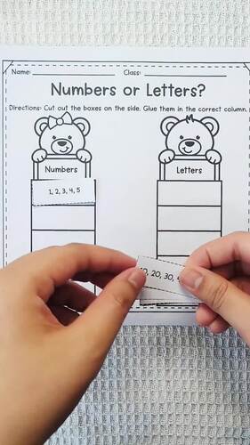 Numbers or Letters? Cut and Paste Sorting Activity – Fun Literacy Practice