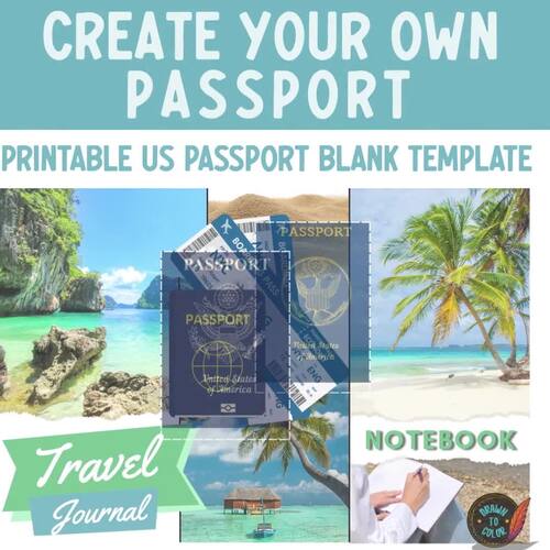 Printable Passport Template | Travel Journal, Visa & Stamp Pages | No Prep