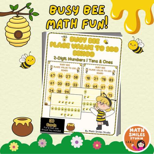 Busy Bee Place Value to 100 Bingo Tens and Ones | Math Center Game ...