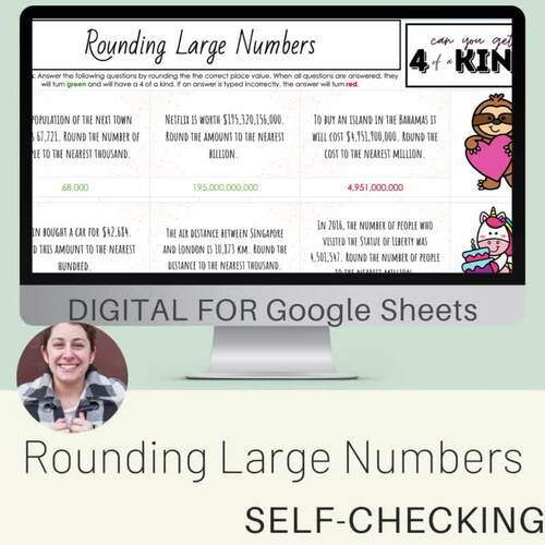 Rounding Large Numbers: 4 of a Kind Activity by Math with Ms Baron