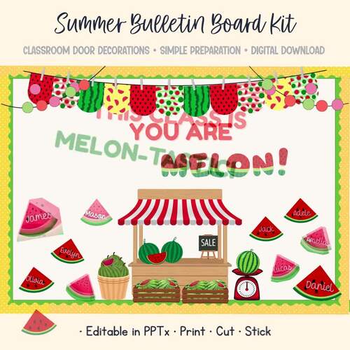 Watermelon Bulletin Board Kit: Summer Door Decor | One in a Melon