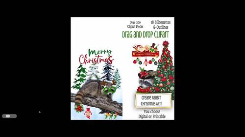 Graphic Design DIY Christmas Animal Art Card Bundle Google Drag Drop ...