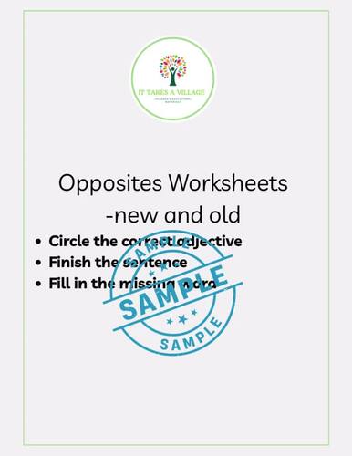 Opposites Worksheets New +old -select and label (ABLLS-R C24 + G13)