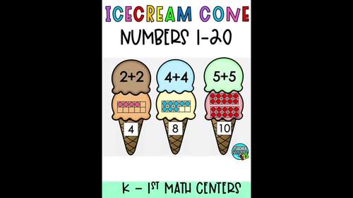 Ice cream Matching Numbers to Quantities 1-20 Ten Frames by Teacher ...