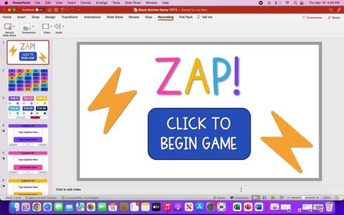 Editable ZAP Review Game Interactive Template | Test Prep by Lucky in ...