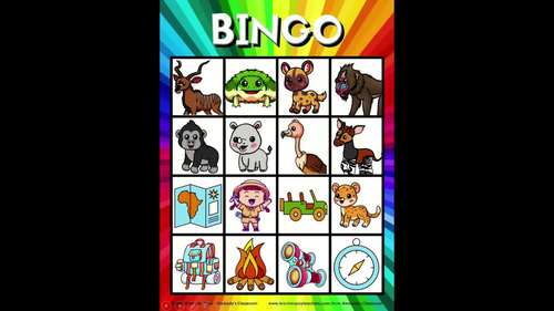 African Animals & Safari Gear Bingo Game - End of the Year Vocabulary ...