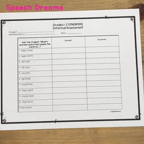 Speech Language Assessment for Antonyms and Synonyms Data Collection ...