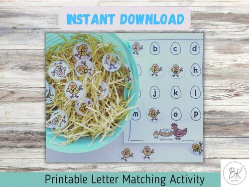 Chick Uppercase/Lowercase Letter Matching by Beth Kinane Designs