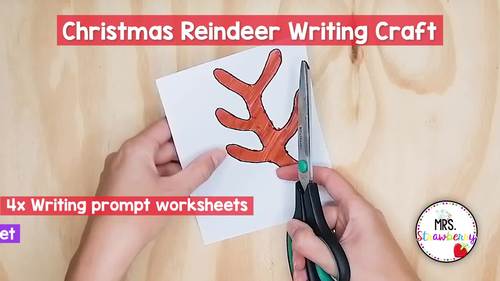 Christmas Reindeer Writing Prompts and Craft by Mrs Strawberry | TPT