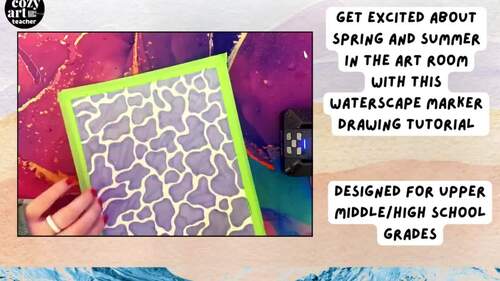 Waterscape Marker Drawing Project, Spring, Summer Art, Middle, High School