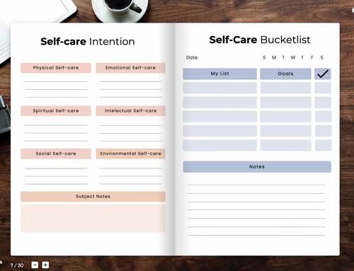 Teacher Self Care Challenge Planner Stress management Self Care ...