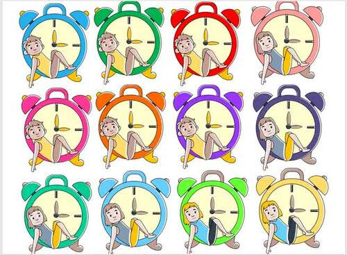 Cute Cartoon Clock & Teacher Clipart, Hand-Drawn Vector, Classroom ...