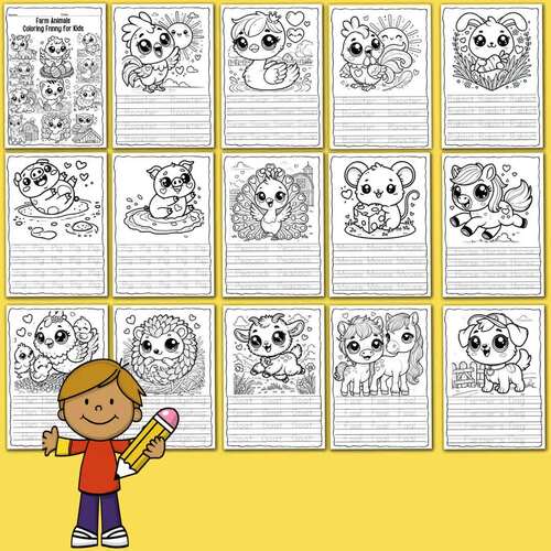 Farm Animals Writing & Coloring Worksheets, Fun Printable Activities ...