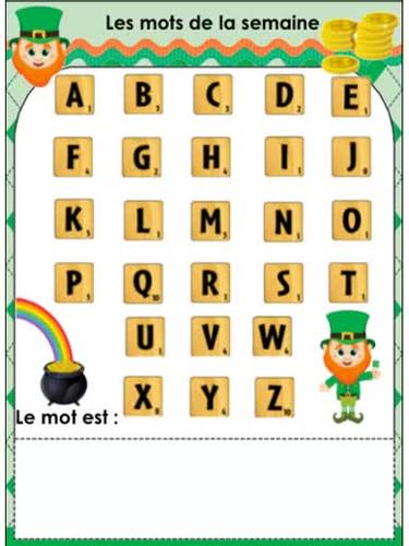 FRENCH Saint Patrick's day calendar Calendrier TNI interactif MARS ...