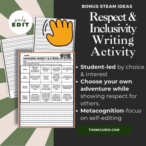 Respect & Inclusivity Strategies Writing Activity Sub Plan 2nd 3rd 4th 5th