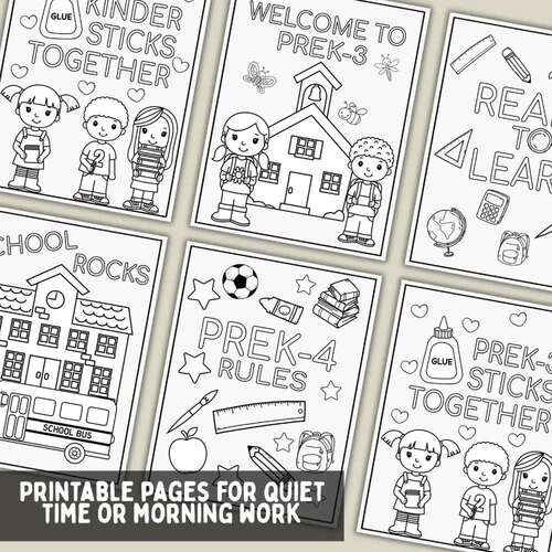 Back to School Coloring Pages for Kids, Easy PreK-3, PreK-4 & Kindergarten