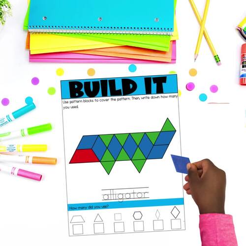 Zoo Animals Pattern Block Mats Shape Recognition & Fine Motor Activities