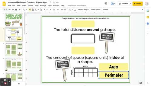 Area and Perimeter / Distance Learning / Google Classroom by loveandlessons