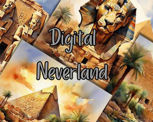 Watercolor Egypt Digital Paper Pack , Ancient Egypt Digital Background