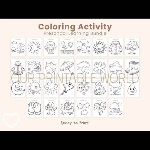 30 Weather Flashcards, Coloring, Matching, Circling, Tracing Activities