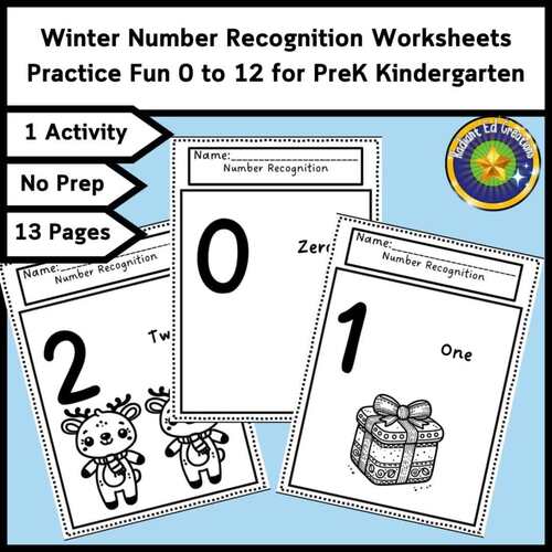 Winter Number Recognition Practice 12 Math Game Logic Sight Word Vocabulary