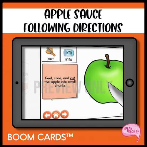 Apple Sauce Following Commands Sequencing Retell No Prep Speech Boom Cards™