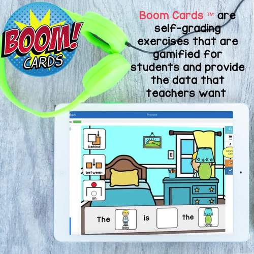 Hide and Seek Prepositions Sentence Strip Boom Cards™ by Little Beacon