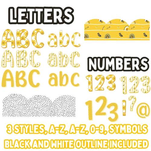 Bee Bulletin Board Letters and Border Bundle for the Bee Themed Class Decor