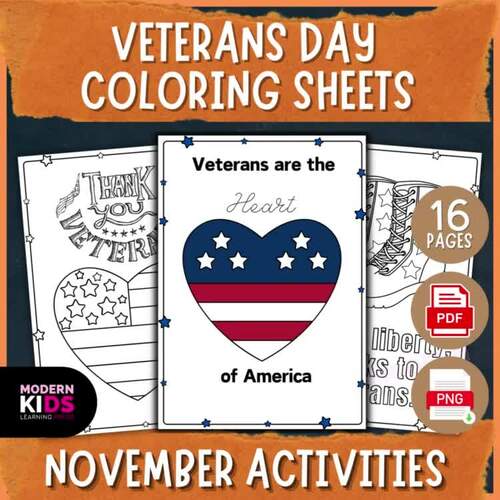 Veterans Day Coloring or Art Activity Sheet by ModernKids LearningPress