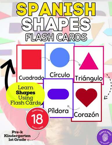Engaging Learning 2D Shapes Flash Cards in Spanish for PreK & Kindergarten