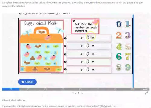 Web-based Spring Math Review Activities by Practice Makes Perfect