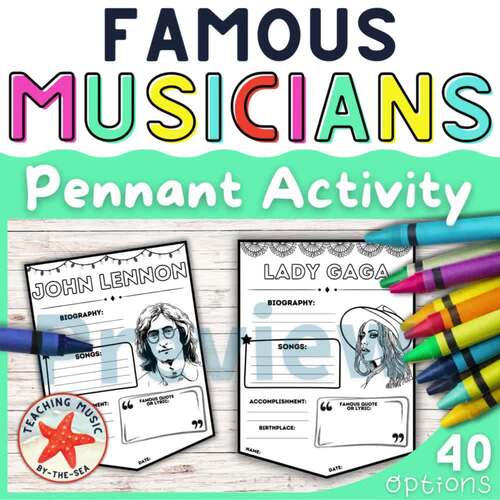 Famous Musicians Research Pennant Activity Bulletin Board Class Decor ...