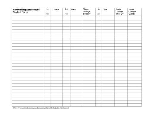 Cursive Handwriting Assessment for Grades 1 2 3 with Rubric Checklist ...