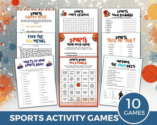 Kids Sports Activity Pack, 10 Fun Printable Games for PE, Classrooms ...