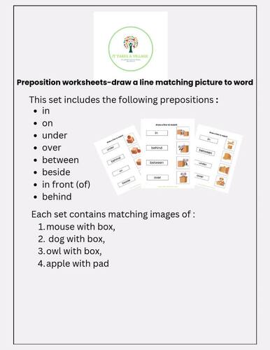 Prepositions Bundle-matching picture to word/sentence | TPT