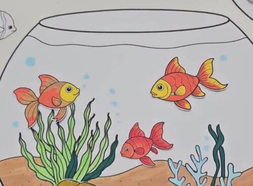 Build a Fish Bowl Coloring, Kids DIY Paper Crafts, Fine Motor Skills ...