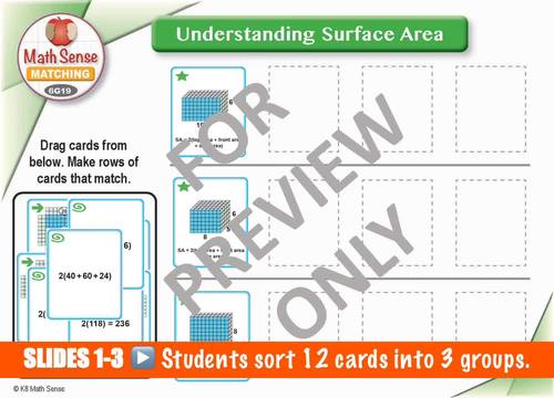 Understanding Surface Area DIGITAL MATCHING: 15 PPT / Google Slides 6G19