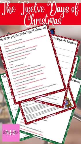 History of The Twelve Days of Christmas Reading Comprehension Worksheets