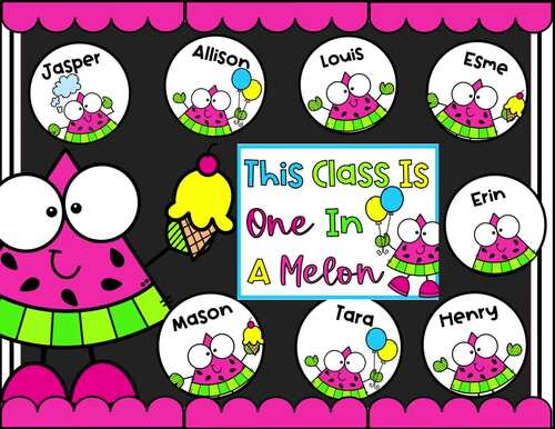 Back to School Bulletin Board This Class Is One In A Melon Door Decor