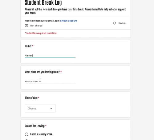 Student Break Tracking Form | Google Forms for Classroom Behavior ...